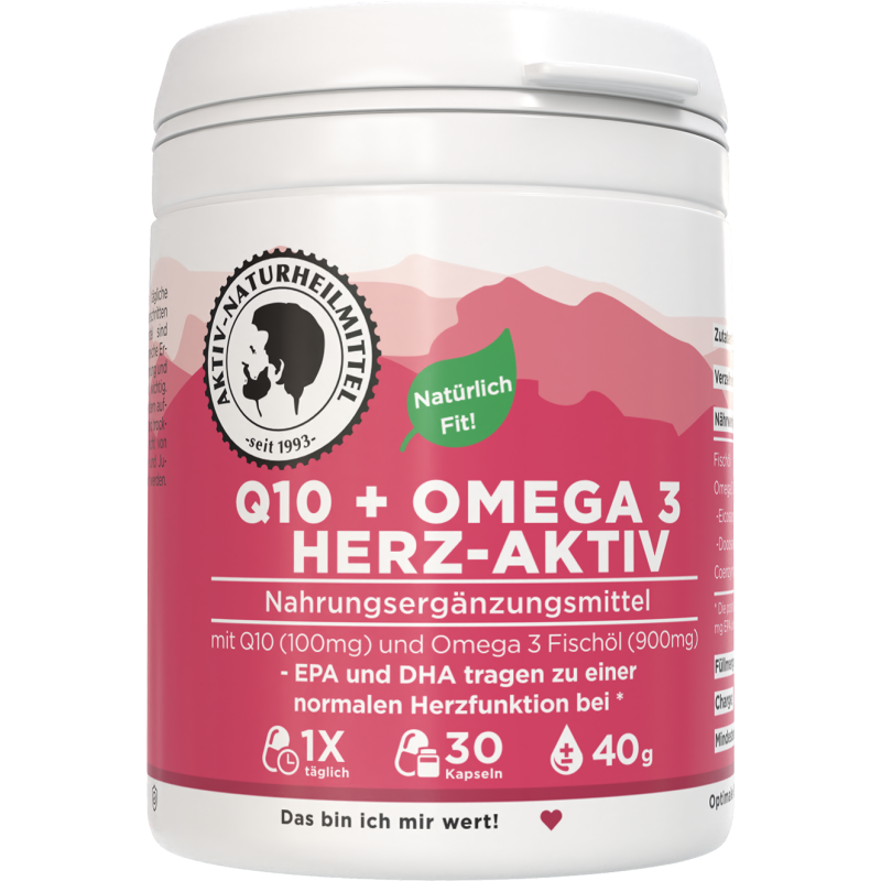 Q10 + Omega 3 Herz-Aktiv | 30 Kapseln | Coenzym Q10 (100 mg) + Omega 3 ...